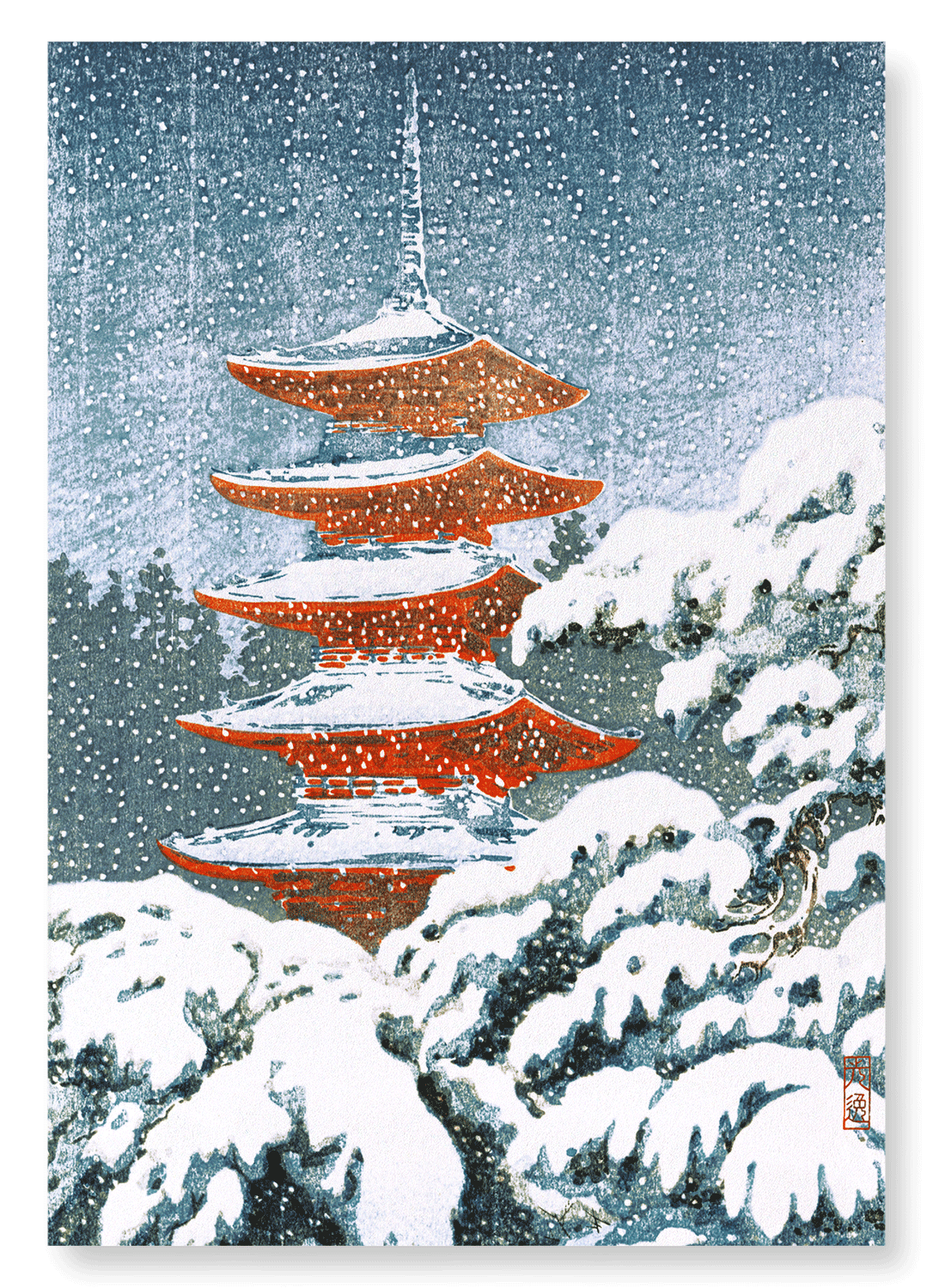 Japanese A4 and A3 art print: Nikko pagoda - Ezen Designs